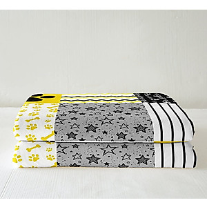 Erosebridal Yellow Live Love Bark Blanket Puppy Dog Fleece Blanket for Kids Child,Paw Print Throw Blanket Pup Dog Paw Patterns Blanket 30"x40",Kawaii Pet Animal Dog Lover Cute Room Decor