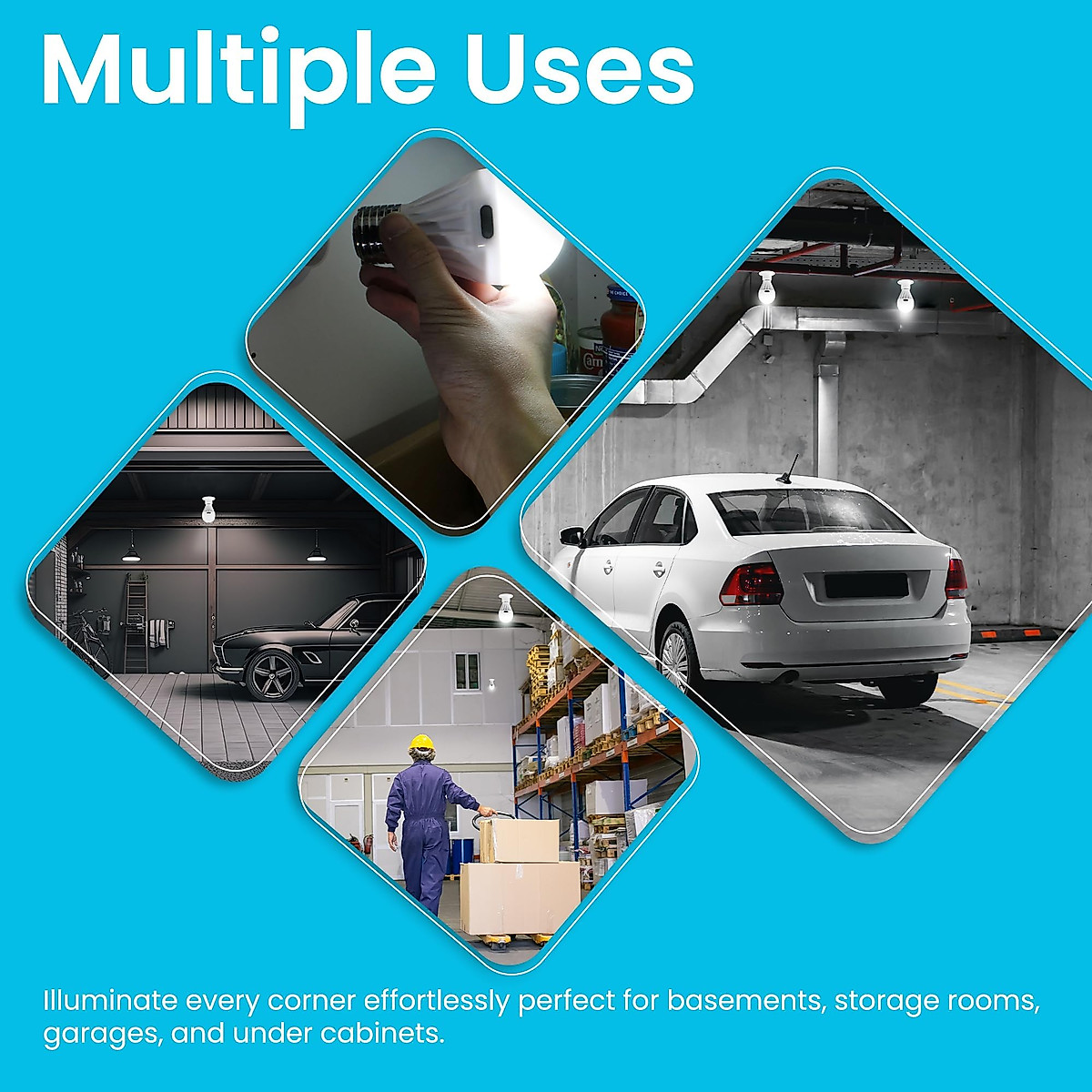 AlltroLite 4 Pack Bulb Portable Wireless COB LED Light Bulb, Battery Operated LED Night Lights, COB LED Cordless Light Switch, Under Cabinet, Shelf, Closet, Nightlight & Kitchen RV & Boat