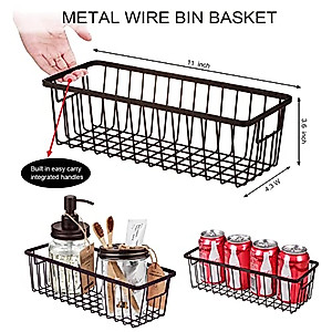 Premium Mason Jar Bathroom Accessories Set (6PCS) - Lotion Soap Dispenser,Toothbrush Holder,2 Apothecary Jars(Qtip Holder),Soap Dish,Metal Wire Storage Organizer Basket-Rustic Farmhouse Decor (Bronze)