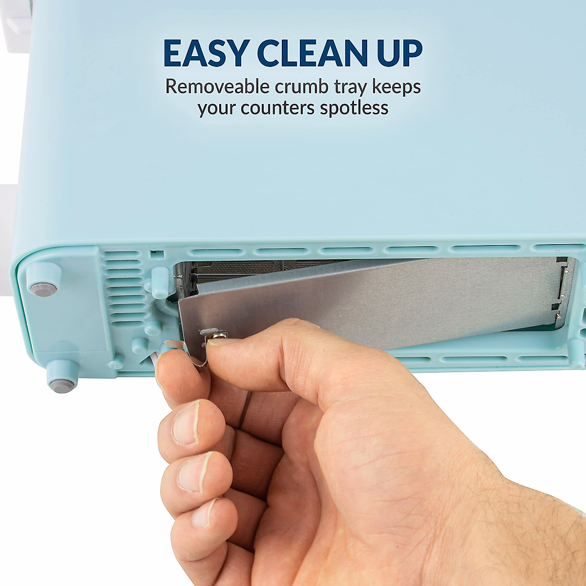 Nostalgia MyMini Single Slice Toaster, Extra Wide Slot, Adjustable Temperature, Removable Crumb Tray, Aqua