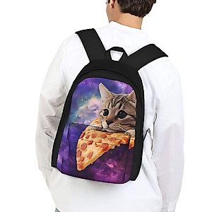 Galaxy Pizza Funny Cat Girls Backpacks School kids Bookbag Children Travel Shoulder Bag Casual Daypack 17 Inch Plus Laptop Bag for Unisex Teens Women Boys