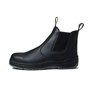 Thorogood 6” Slip On Station Boots for Men and Women - Soft Toe Leather with Quick Release, Slip-Resistant Outsole, and Translucent Non-Marking Bottom; EH Rated, Black - 11 W