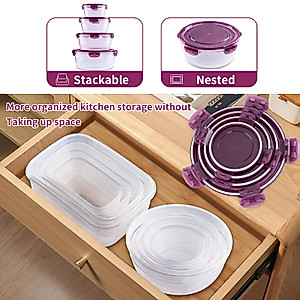 Today's Present Food Storage Container with Lids Set For 4, Plastic Mixing Bowls, Airtight Stackable Leakproof Reusable Storage Containers for Kitchen, BPA Free, Microwave, Freezer, Dishwasher Safe
