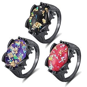 Ginger Lyne Collection Dragoneye Black over Sterling Silver Dragon Eye Bat Wing Fantasy Elvish Ring Size 6