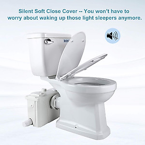 Upflush Macerating Toilet (3-Piece Kit)- Upflush Toilet for Basement Toilet System, Macerating Toilet with 500 Watt Macerator Pump, Extension Pipe and Round Bowl, for Kitchen Sink, Bathroom, Laundry