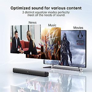 Sound Bar for TV, SAKOBS 29 Inch Sound Bar, 40W 80 dB Stereo Surround Sound System, Wired & Wireless Audio TV Speakers, 3 Equalizer Modes, Bluetooth/Optical/Aux and Remote Control