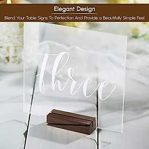 Kassey Pro 12 pack, Walnut Wood Table Display Stands for Rustic Acrylic Signs table card holder acrylic numbers place holders cards wedding sign number signs