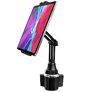 Cup Holder Tablet Mount, woleyi Car/Truck Cupholder Tablet Holder Stand with Adjustable Arm, Compatible with iPad Pro/Air/Mini, Galaxy Tab/Z Fold, Fire HD, iPhone, More 4.7-13" Cell Phones and Tablets