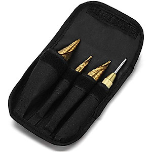HSS Titanium-Coated Spiral Groove Step Drill 4-Piece Set with Automatic Center Punch, 1/4" Hexagon Shank Drill bit, for Plastic, Wood, Metal, Multi-Hole Taper Drill bit Set