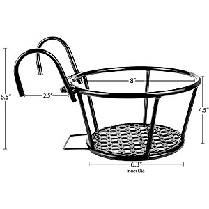 Hanging Flower Pot Holder, Iron Art Hanging Railing Planters Hanging Baskets Flower Pot Holder Over The Rail Metal Fence Planters Assemble Plant Racks for Patio Balcony Porch Fence (2 Pack)