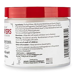 THAYERS Original Witch Hazel Astringent Pads with Aloe Vera Formula, 60 Count