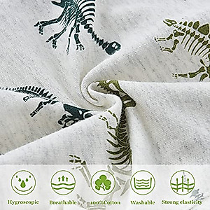 WAWSAM Dinosaur Boy Pants - Dino Jogger Sweatpants Cotton Pull on Pants for Toddler Boys Dinosaur Jogger Athletic Trousers Gray Loose Baby Elastic Waist Bottoms