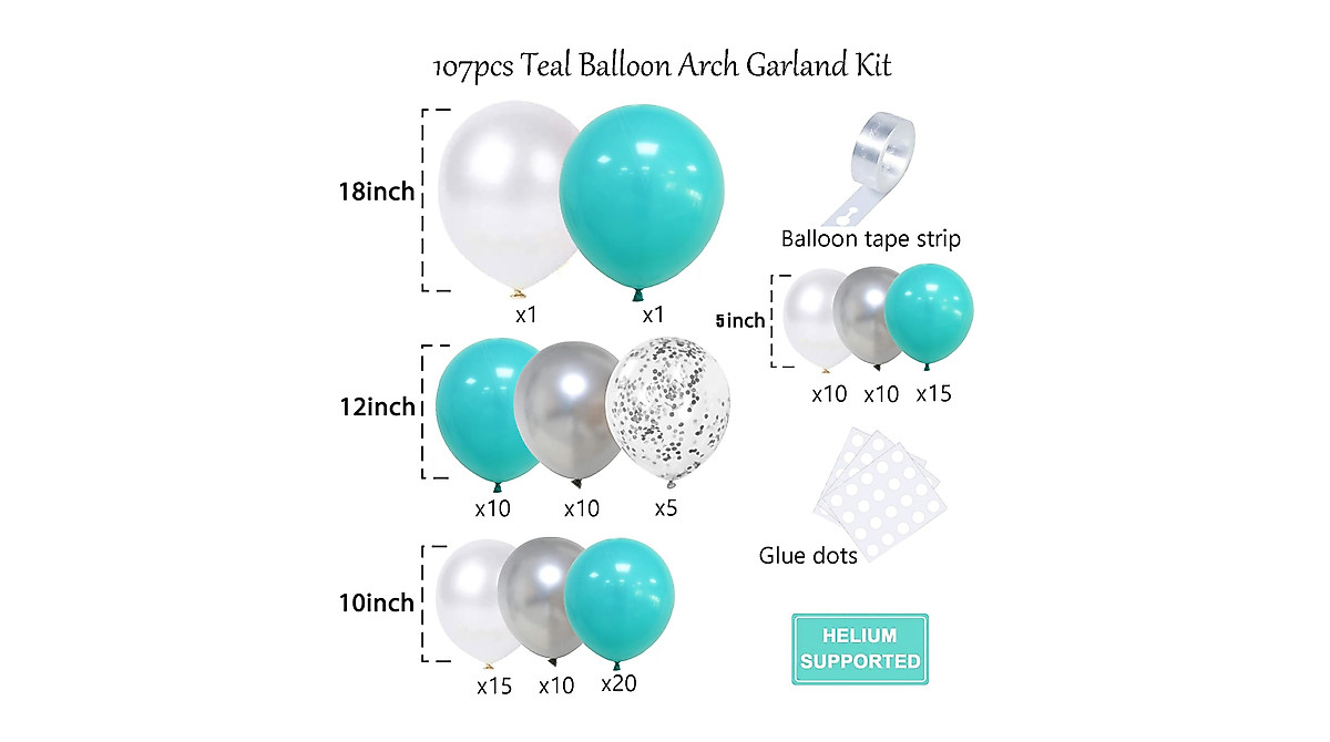 AIOZX Teal Balloons Garland Kit for Any Celebration