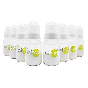 Avima 4 oz Anti Colic Baby Bottle Set - Slow Flow Nipples Included, Standard Neck, BPA Free - Newborn 0-3 Months, Stage 1 Feeding for Gas, Spit Up & Colic (Set of 8)