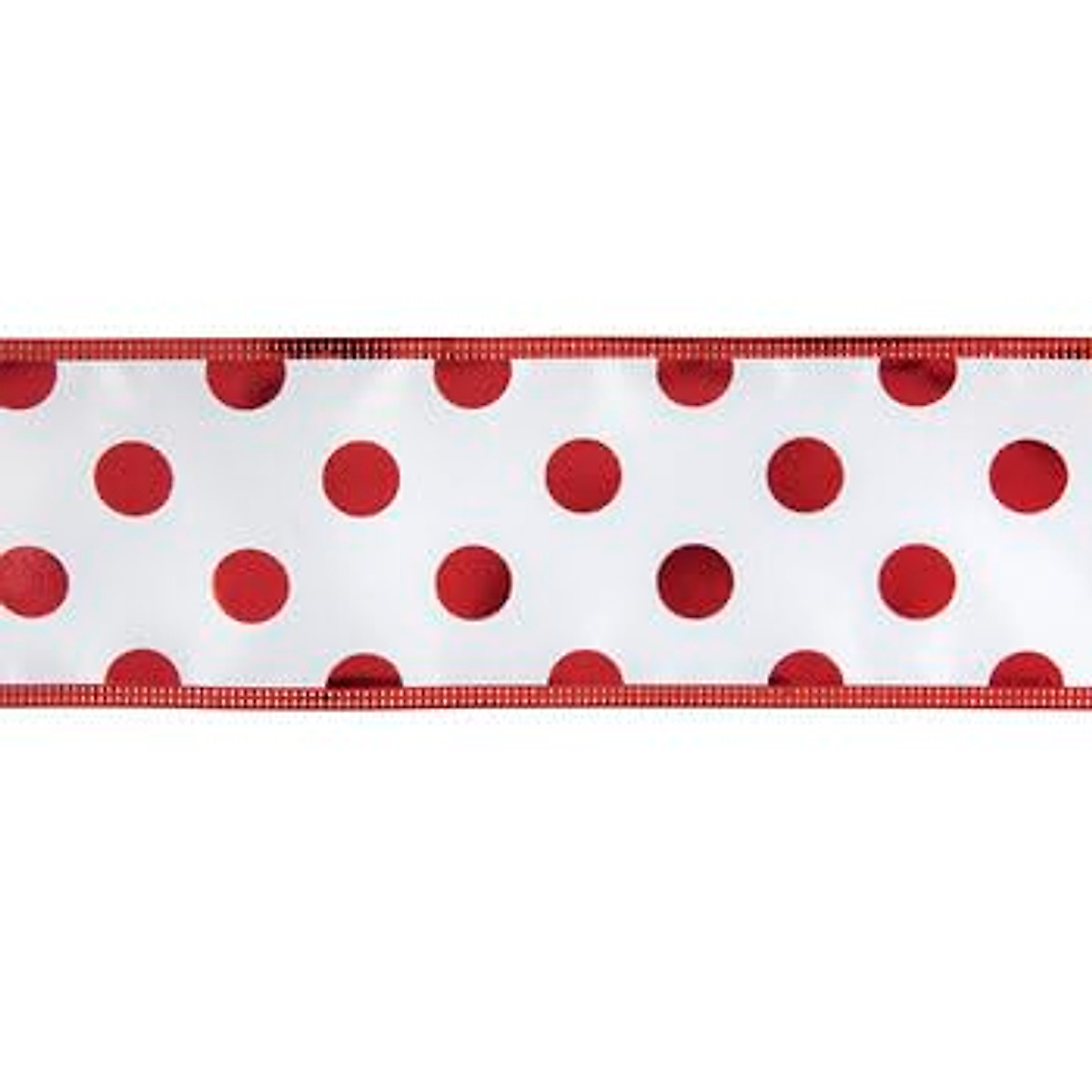 30 ft Christmas White and Red Polka Dot Wired Edge Ribbon - 2 1/2" DIY Projects
