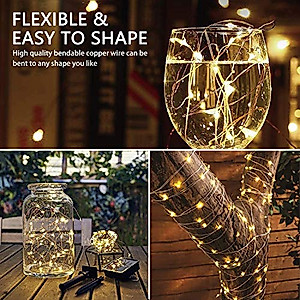 Renohef 2 Pack Solar String Lights,200 LEDs 66Ft Waterproof Outdoor Fairy Lights with 8 Lighting Modes,Garden Copper Wire Decorative Lights for Patio,Gate,Trees,Wedding,Party,Christmas