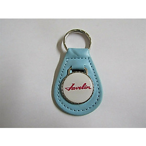 JAVELIN SCRIPT EMBLEM LOGO LEATHER KEYCHAIN - LIGHT BLUE