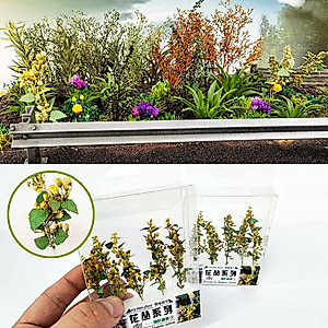 Cayway Flower Vegetation Groups Grass Tufts Set Yellow Flower Cluster Model Miniature Static Scenery Model for DIY Architecture Building Garden Scenery Landscape