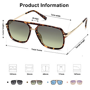 SOJOS Sunglasses for Women & Men, Square, Retro, Polarized Lens, Trendy Aviator, 90s Shades (SJ2229, Yellow Tortoise Green)