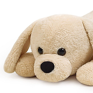 MIAOHAHA Plush Puppy Toy Cute Stuffed Animal Dog, Kids Plush Toy Pillow, Lifelike Soft Light Brown Dog Cuddly Toy Gift for Kids/Girls(40cm/15.7in)