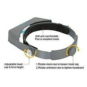Headband Magnifier Binocular Magnifying Glass Jewelry Magnifiers Double Lens with Lens -1.5X 2X 2.5X 3.5X Magnification, Reading Magnifier Glasses Watchmaking Binocular Magnifier Watch Repair Tool