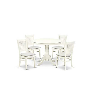 East West Furniture ANVA5-LWH-C Dining Table Set, 5-Piece