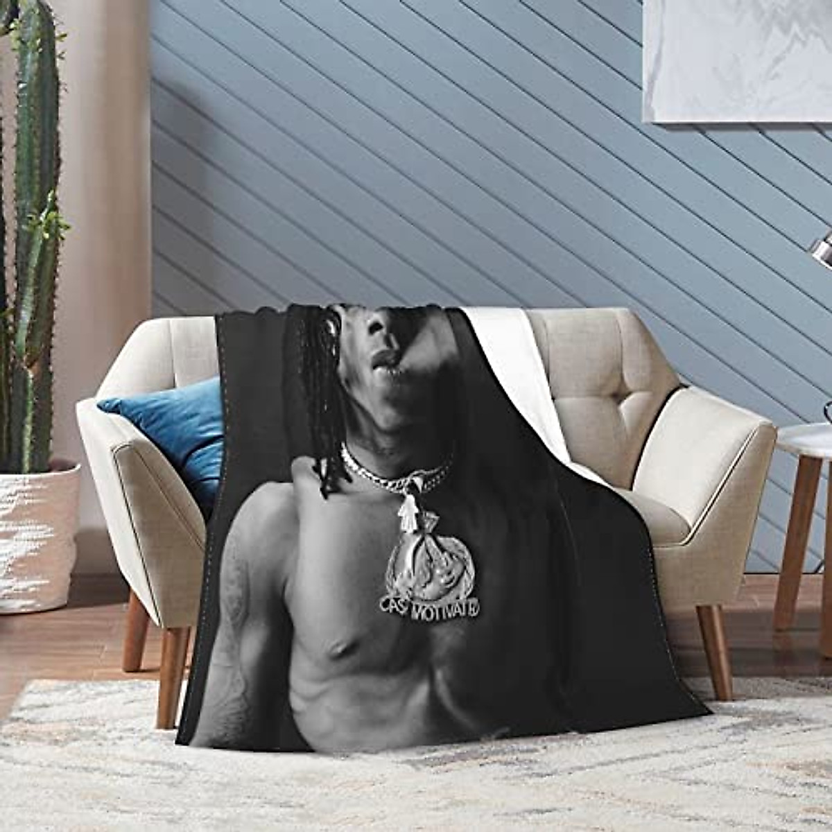 DanaMWatson YNW Singer Melly Throw Blanket Flannel Printed Super Soft Blanket Full Size Bed for Sleepers Sofa Bed 80"x60"