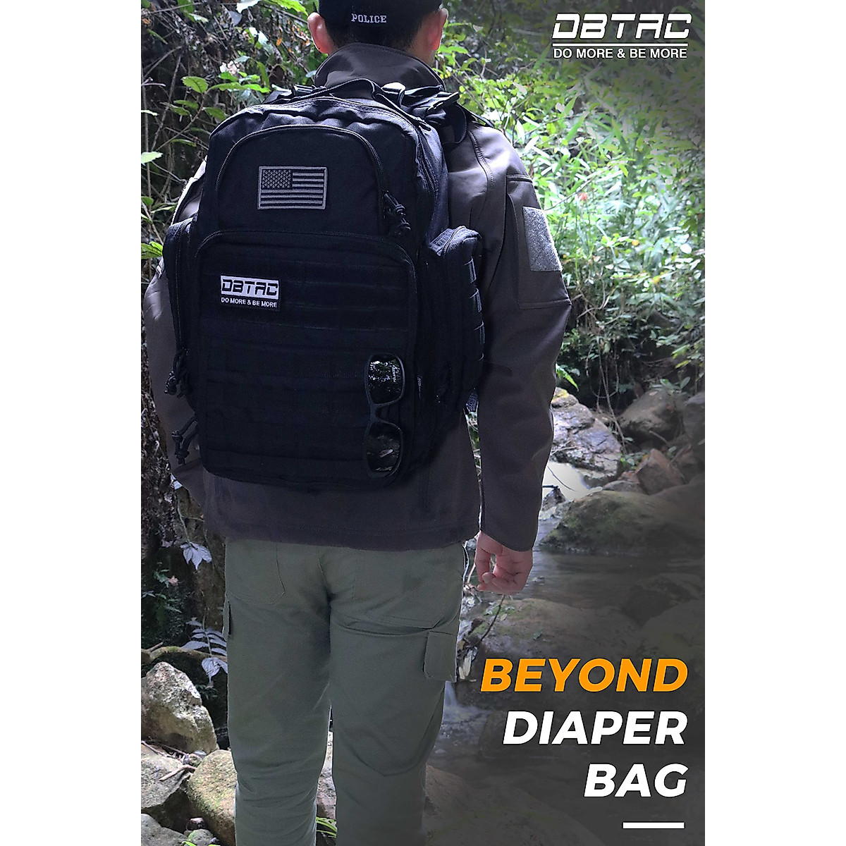 Diaper Bag Backpack for Dad, DBTAC Large Baby Nappy Bag for Men w/Changing Mat, Insulated+Wipe Pockets, Stroller Straps, Black