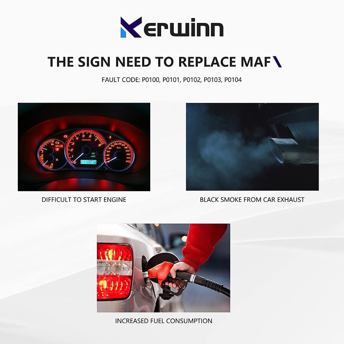 KERWINN Mass Air Flow Sensor MAF 22680-7S000 AF10141 Compatible for Nissan 07-13 Sentra, 03-15 Murano, 05-15 Xterra, 03-09 350Z, 09-15 370Z, Infiniti 05-08 G35, 08-13 G37, Suzuki