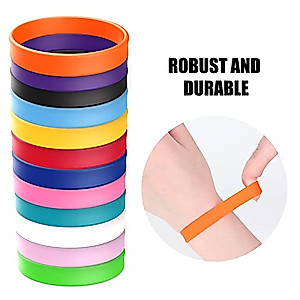 12 Wholesale Rubber Bracelets Silicone Bracelets Solid Color Silicone Wristbands Colored Rubber Stretch Bracelets Silicone Bracelets for Women Men Teen Gifts (12 Color Mixed)