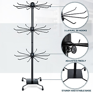 BBTO 2 Pcs Rotating Display Stand Jewelry Display Rack with Hooks Metal Earrings Stand for Vendors Necklace Bracelet Selling(Black,28.35 x 11.81 Inch)