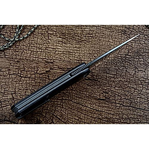 TwoSun 14C28N Satin Blade Carbon Fiber Handle Outdoor Camping Hunting Pocket Knife TS243