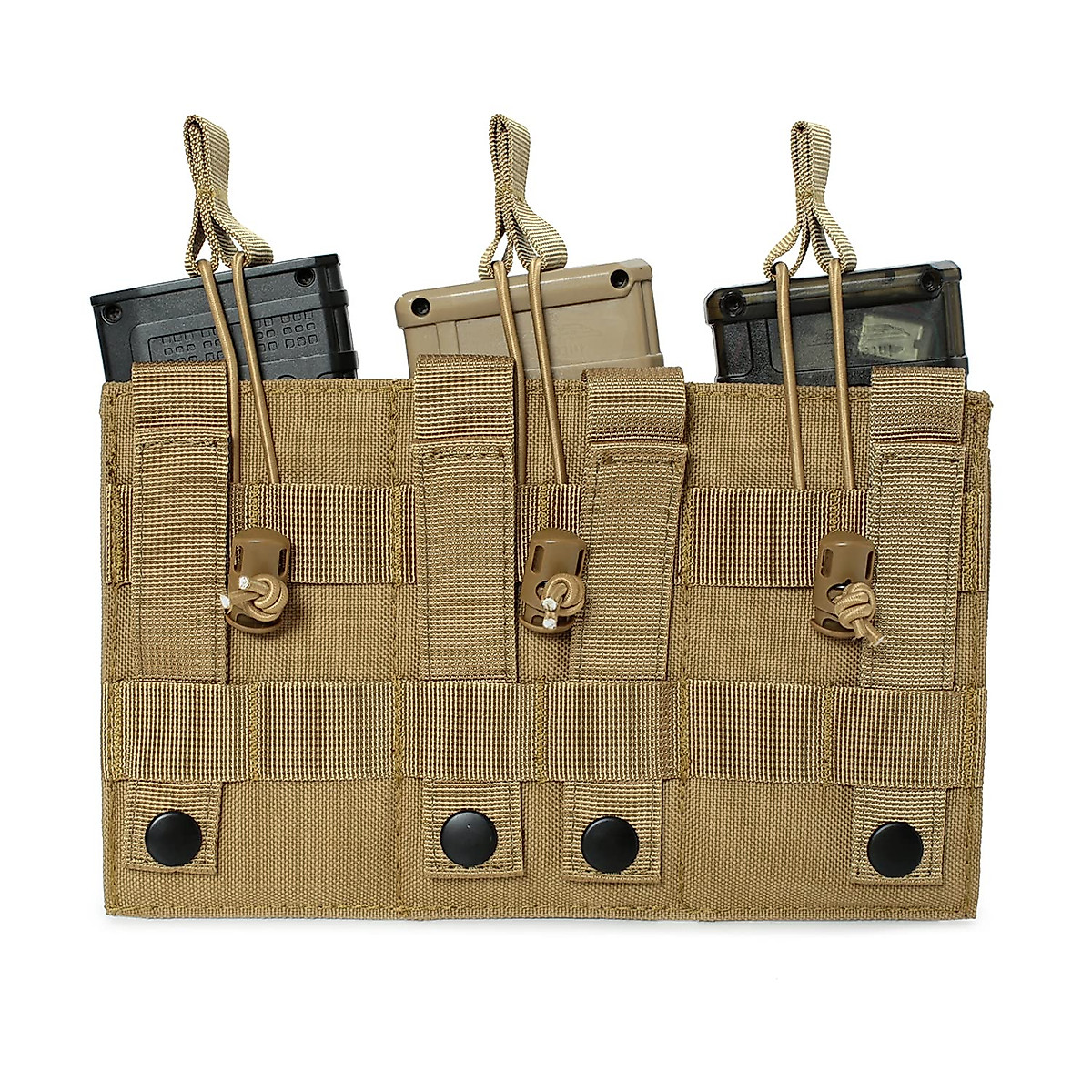 Molle Mag Pouch Open Top Triple Magazine Pouch Holder for M4 M16 AK AR Glock M1911 92F 9mm Kangaroo Rifle Magazines and Pistol Mag Pouch (Triple-Tan)
