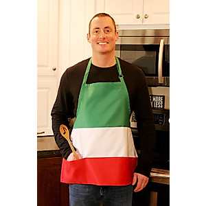 Italy Flag 3 Pocket Italian Apron - Italian Themed Cool and Cute Bib Aprons for Men and Women Multi-color