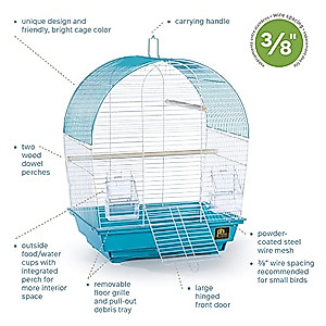 Prevue Pet Products South Beach Dome Top Bird Cage, Teal (SP50071),14 1/8" L x 11 1/4" W x 18 1/8" H