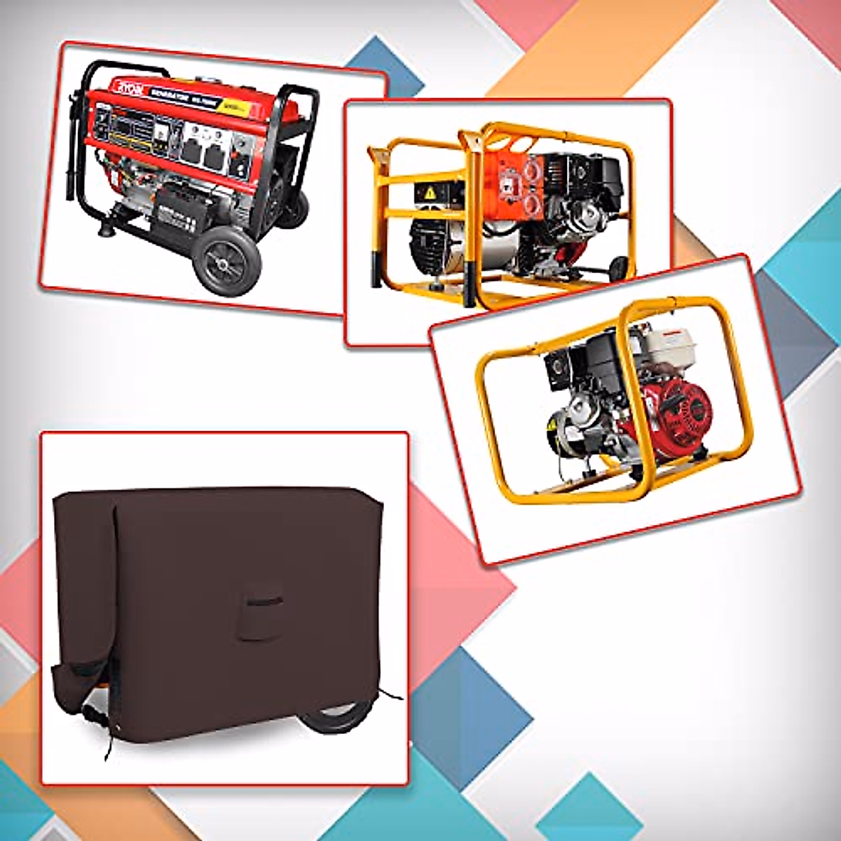 Covers & all Outdoor Generator Covers 18 Oz Waterproof - 100% UV & Weather Resistant PVC Coated Generator Cover with Air Pockets and Drawstring for Sungfit (38" X 28" X 30", Coffee)