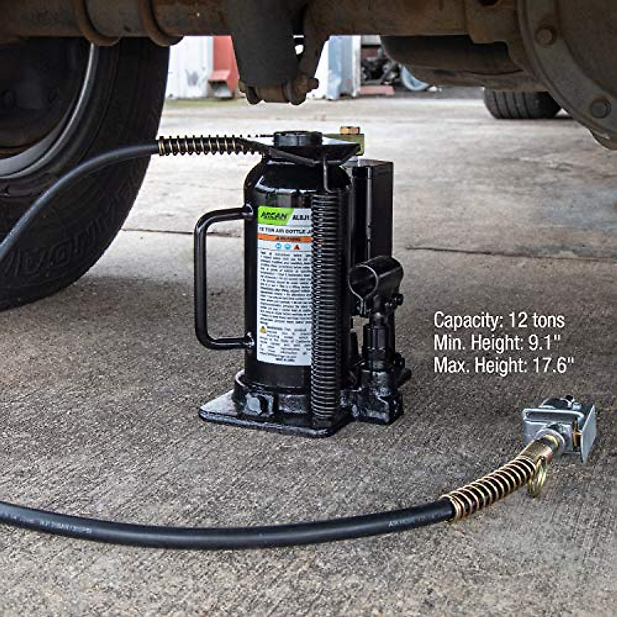 ARCAN PROFESSIONAL TOOLS 12-Ton, Heavy Duty Air/Hydraulic Bottle Jack (ALBJ12AH)