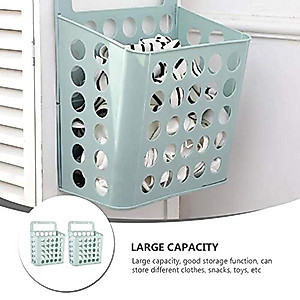 Hemoton 2pcs Hanging Plastic Laundry Basket Foldable Laundry Hamper Bag Collapsible Dirty Clothes Storage Container for College Dorm Bathroom Bedroom Random Color