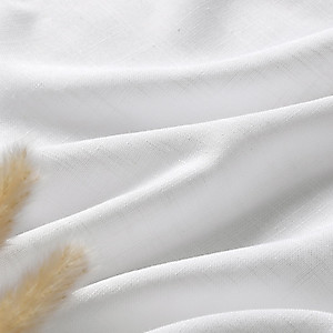 Nanspring White Kitchen Curtains 36 Inch Length Set 2 Panel Back Tab Pocket Semi Sheer Light Filtering Short Drapes Linen Farmhouse Curtain Tiers for Cafe Bathroom Basement Small Window 52x36