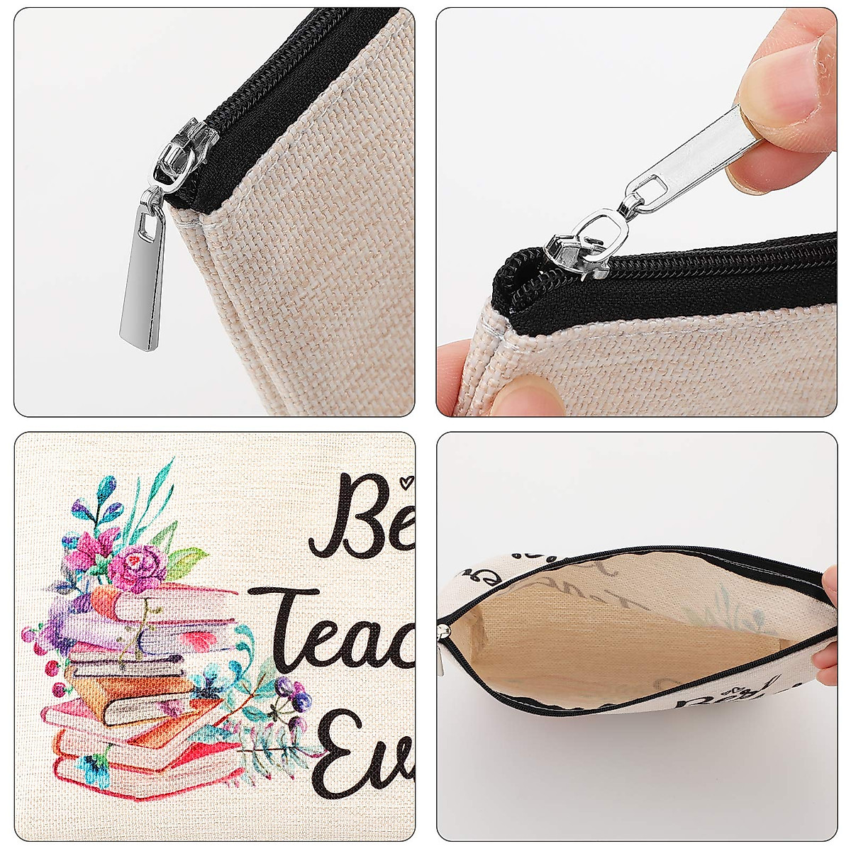 Weewooday Teacher Appreciation Present for Women Makeup Bag Keychain for Teacher for 2024 Graduation