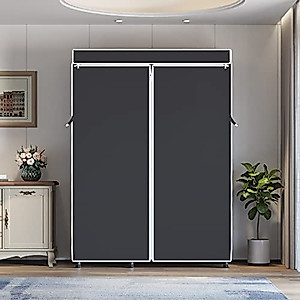 VIPEK V2C Wire Garment Rack Covered Clothes Rack with 3 Hanging Rods, Black Metal Clothing Rack with Black Oxford Fabric Cover Cover, Portable Closet Rack Free Standing Closet Wardrobe, Max Load 600LBS