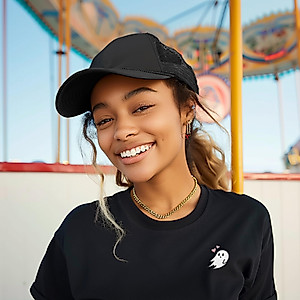 DALIX Plain Trucker Hat Mesh Cap in Black