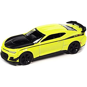 2019 Chevy Camaro Nickey ZL1 1LE Shock Yellow w/Black Hood & Stripes Modern Muscle Ltd Ed to 14670 pcs 1/64 Diecast Model Auto World 64352-AWSP094 B