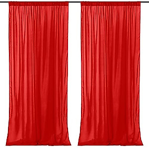 Hahuho Backdrop Curtains 10ft by 7ft Chiffon Backdrop Drapes for Wedding Party Event Photography Stage Decoration（2 Panels, 5FT x 7FT, Red）
