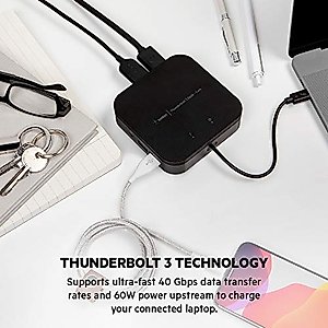 Belkin Thunderbolt 3 Dock Core With Thunderbolt 3 Cable - Usb C Hub - 7-In-1 Docking Station For Macs & Windows, 60W Upstream Charging, With Gigabit Ethernet, Displayport & Audio Ports