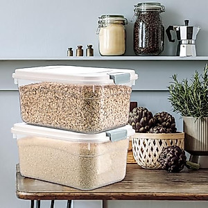 Funnymoom 2 Pcs 10 Lbs Flour Storage Container with 2 Cup Clear Rice Container Plastic Rice Bin Rice Holder Bin for Kitchen Flour Nut Sugar Oatmeal Grain Cereal Pantry Organization