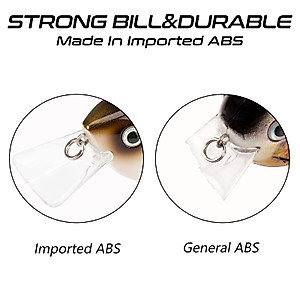 Basskiller 1pcs Square Bill Crankbait, Bass Fishing Lure, Floating Erratic Action Topwater Fishing Lures, 3D Eyes Fishing Gear Trout Lure with Sharp Hooks for Shallow Water, Freshwater, Saltwater