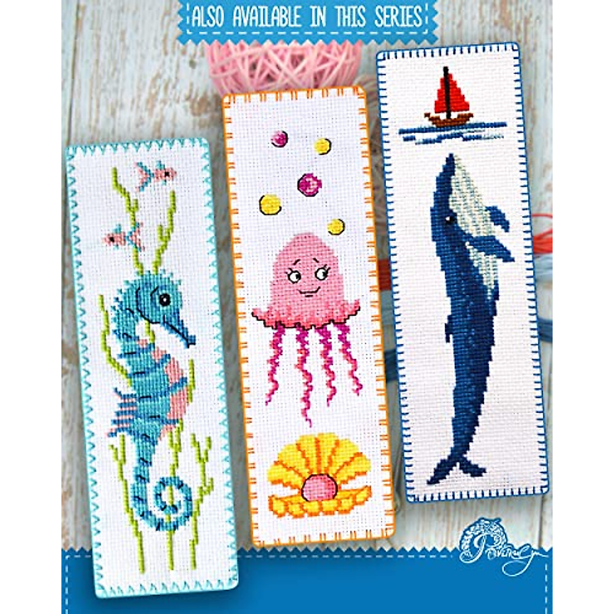 Dolphin Counted Cross Stitch Bookmark Kit for Adults - DIY Embroidery Book Marker Set with Paper Pattern, 16 Count Aida Canvas and Pre-Sorted Floss