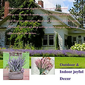 Zobawlks 8 Bundles Artificial Lavender Flowers Artificial Flowers and Plants UV Resistant Plastic Outdoor Indoor Purple Fake for Home Decor Spring Garden Farmhouse Porch Pot Window Box Wedding Home