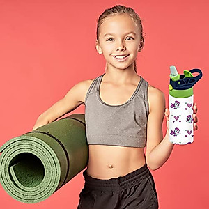 AiHeart 12oz Sublimation Stainless Steel Sippy Cup with Sublimation Shrink Wrap, Double-Wall Vacuum Insulated Children's Water Cup with Handle and Straw, Great DIY Gift for Kids (Blue)